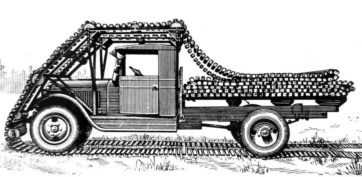 Mehanska zlaganje cestnega malega traku na tovornjak AMO-3