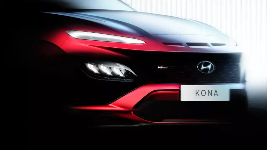 Uppfært Crossover Hyundai Kona, auk Kona N Line: First Tizers birtist 34071_3