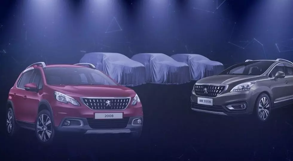 Teaser de tres crossovers novos Peugeot. No primeiro plano - Actualizado Peugeot 2008 e Restyled Peugeot 3008 para China